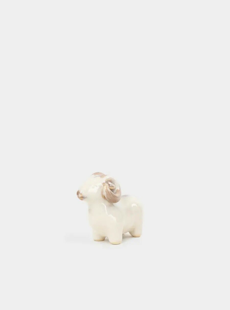 Статуэтка, 7 см, фарфор, молочно-коричневая, Баран, Sheep (Anna Lafarg)