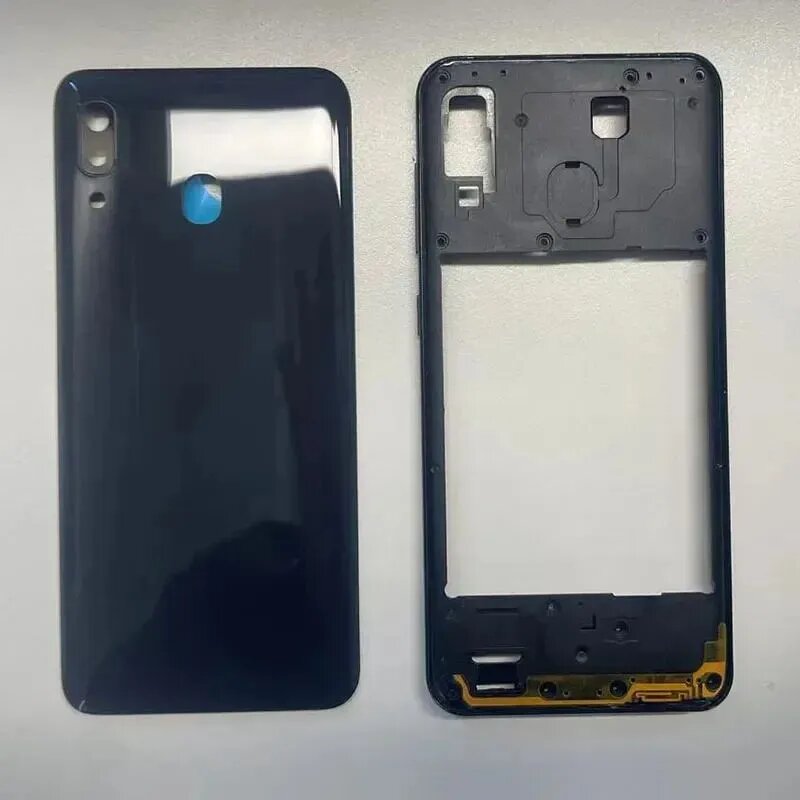 Для Samsung Galaxy A30 2019 A305 A305F: средняя рамка, задняя крышка батарейного отсека, корпус с рамкой камеры и объективом.