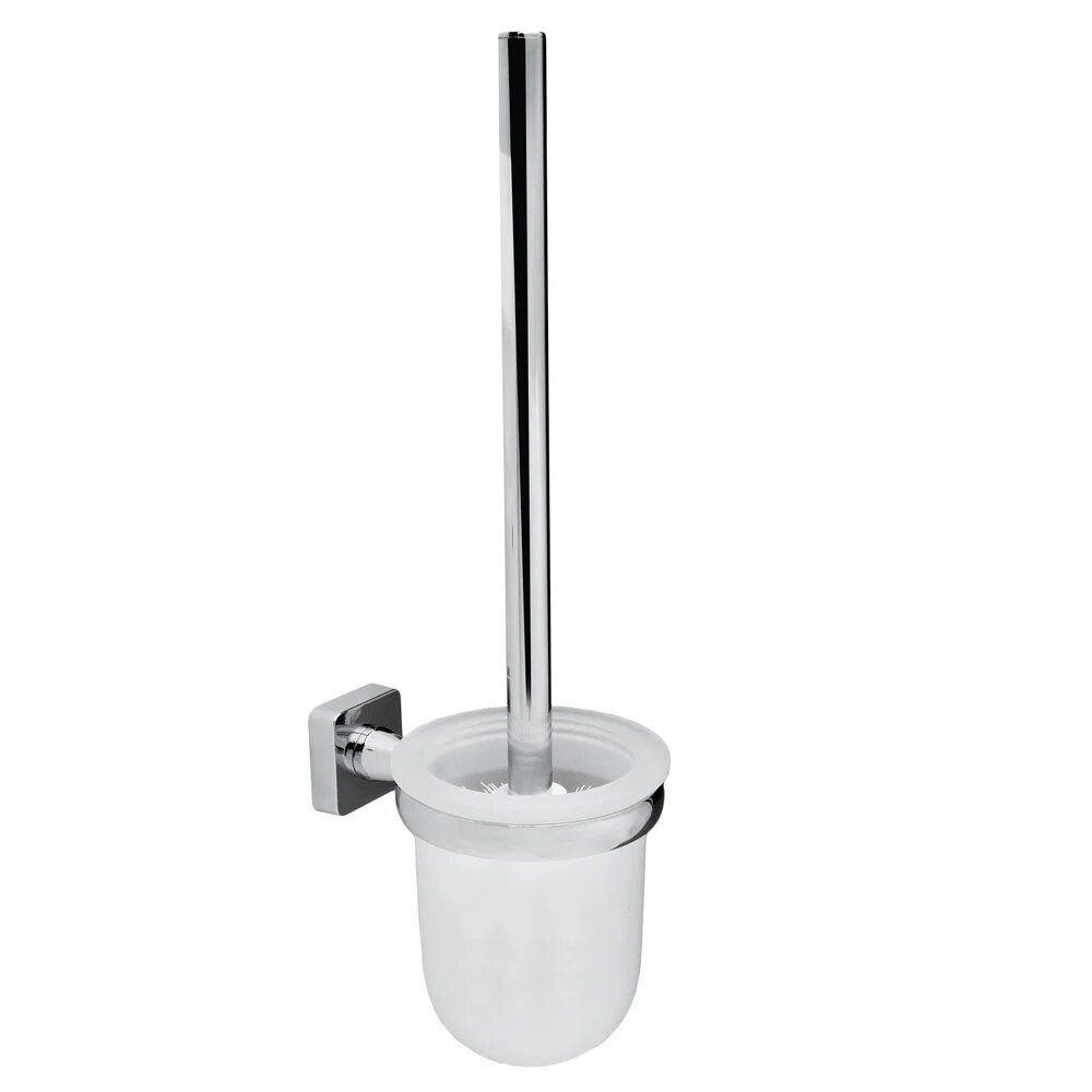 Ершик для унитаза Wasserkraft Lippe K-6527 настенный, латунный, стеклянный, хром, открытый, с подставкой