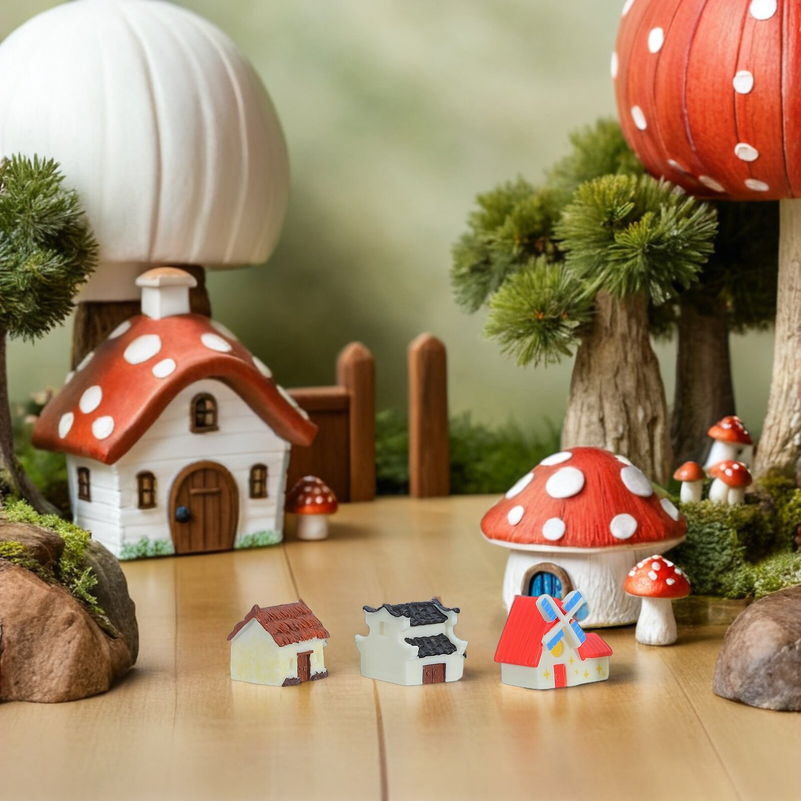 Миниатюрные фигурки домиков из смолы для украшения флорариума и сада, 5 шт