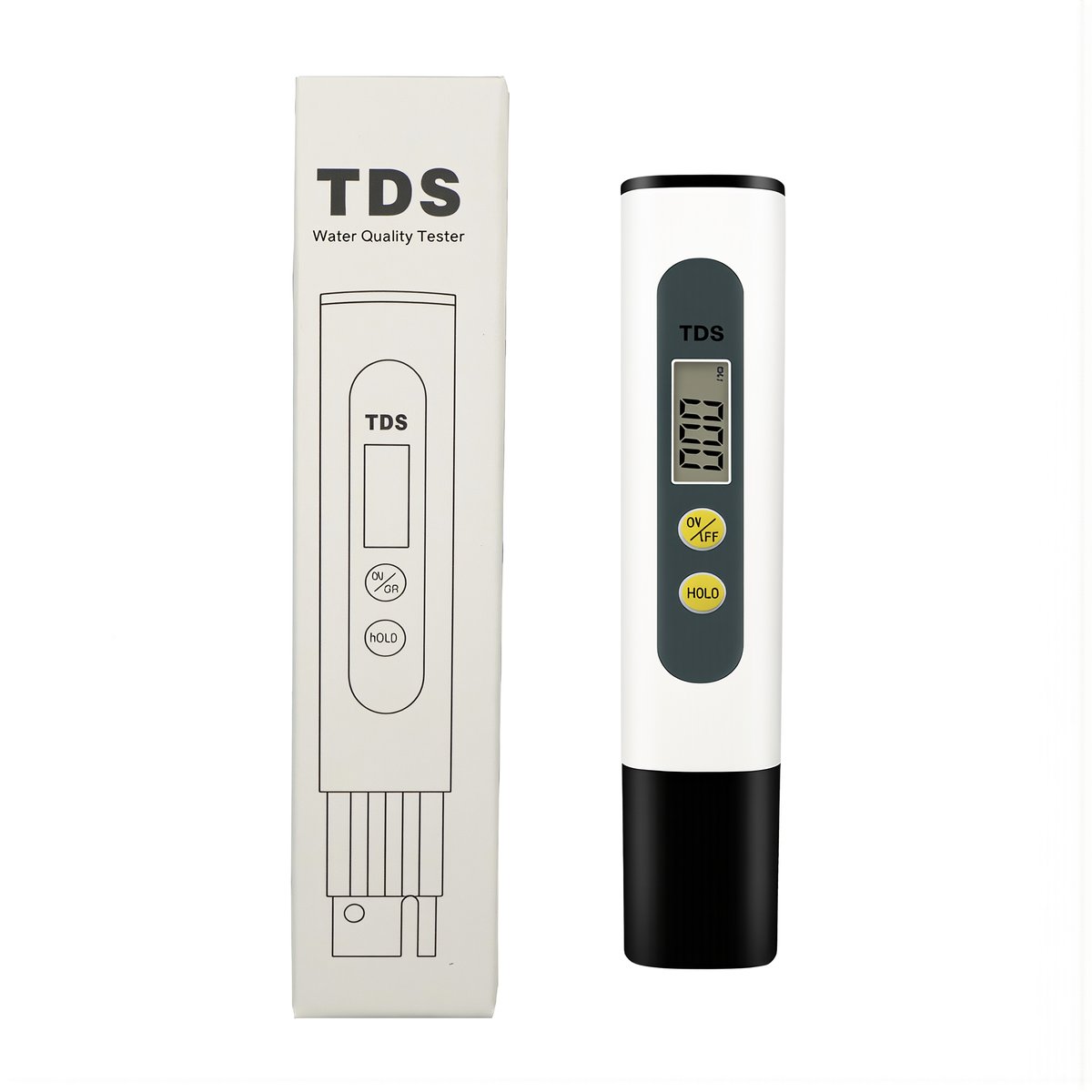 Компактный цифровой прибор TDS тестер качества воды бытовой измеритель показателей питьевой жидкости для контроля состояния фильтров очистки воды портативный, Упаковка в английской картонной коробке
