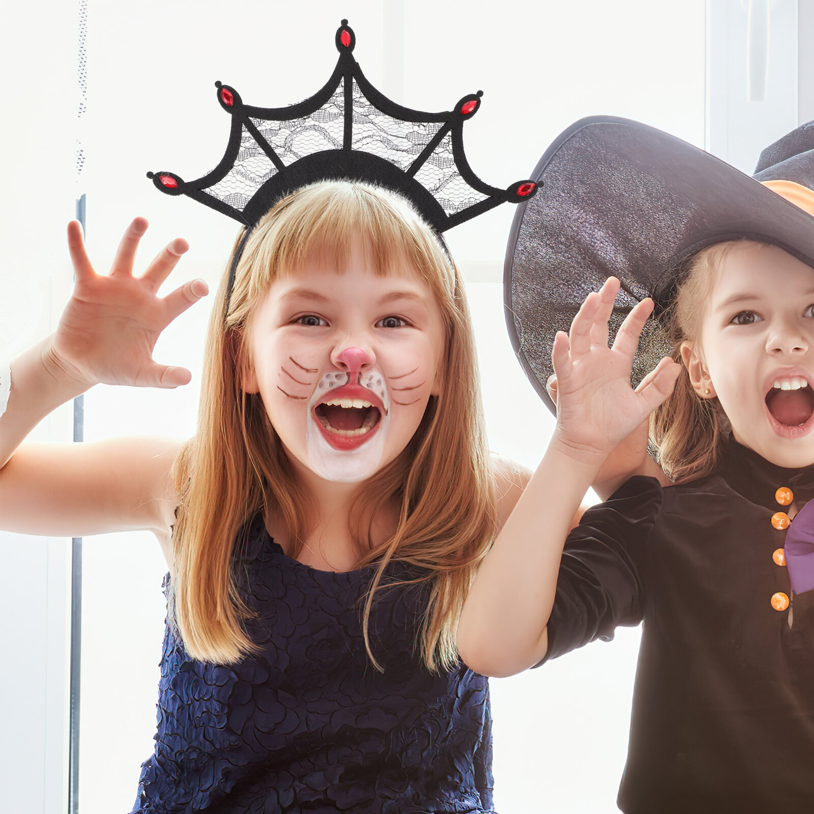 2 Штук Halloween Венки Для Волос Чёрного Цвета Изделия Из Невышиваемой Ткани Для Праздничного Убранства 25x21.5Cm