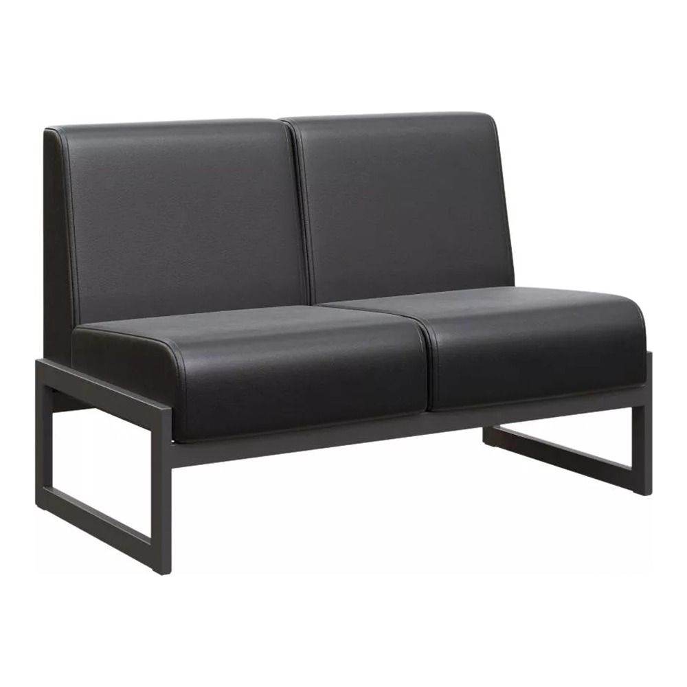Диван офисный Модуль MD. D2 двухместный, экокожа, черный, 125х70х80 см