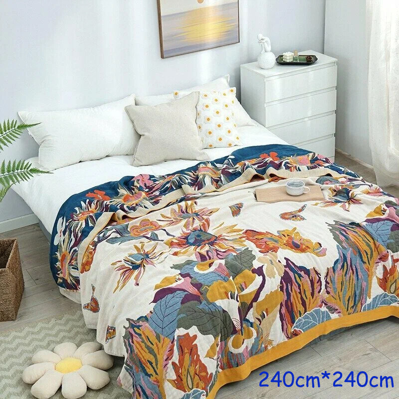Покрывало "Ikea", 2спальное, муслиновое, экологичное, 240x240 см