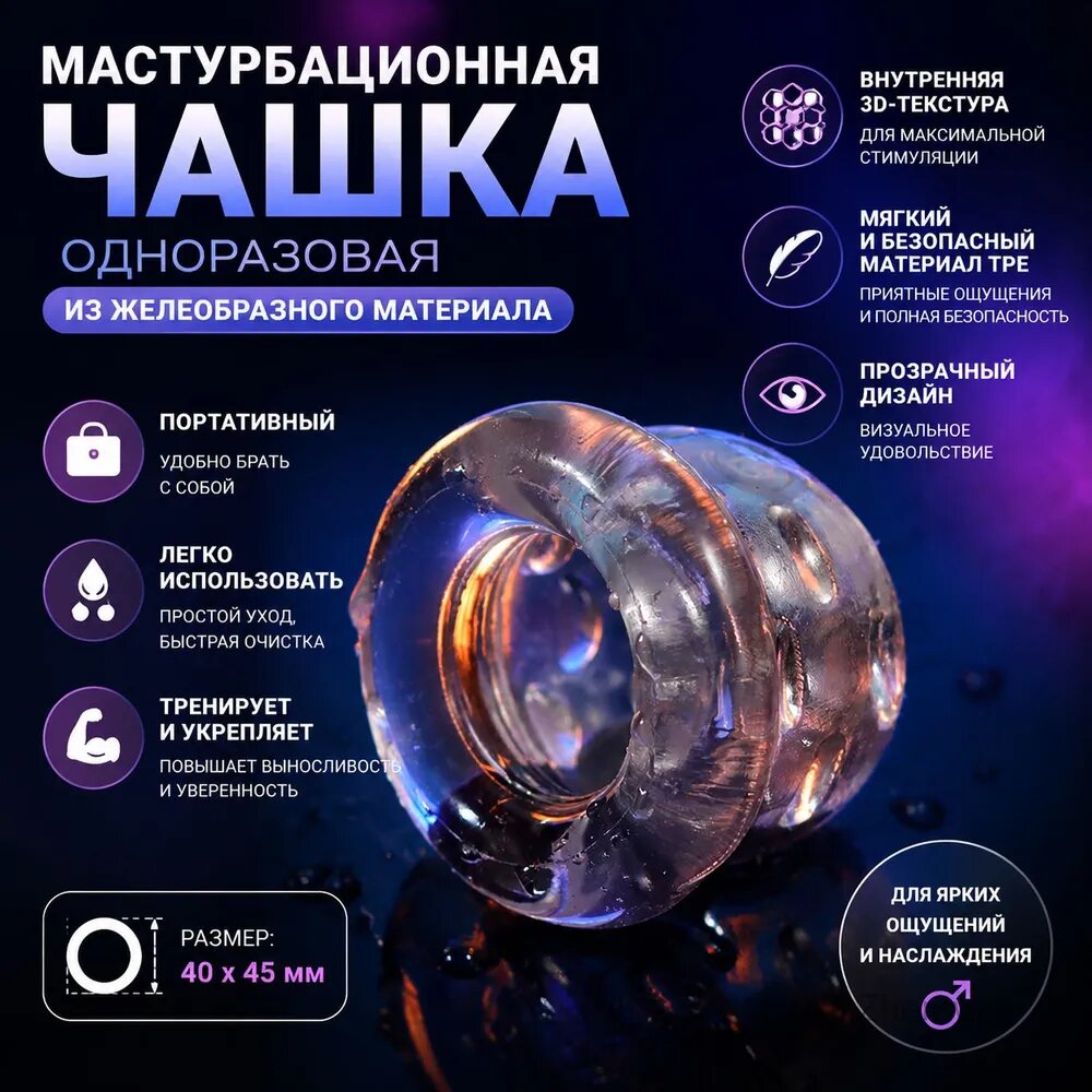 Прозрачная мастурбационная чашка одноразовая из желеобразного материала