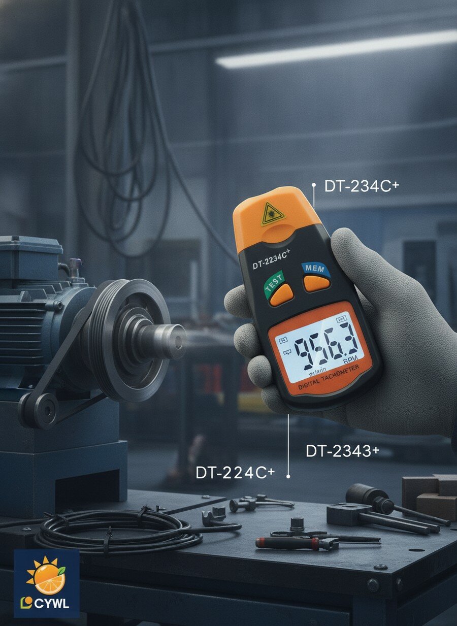 Тахометр цифровой бесконтактный лазерный DT-2234C для измерения оборотов RPM, инструмент измерительный электронный