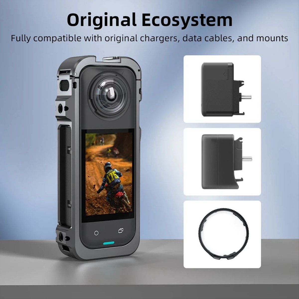 Металлическая каркасная клетка для кролика для экшн-камеры Insta 360 X5, защитный чехол (алюминиевый сплав + силикон)