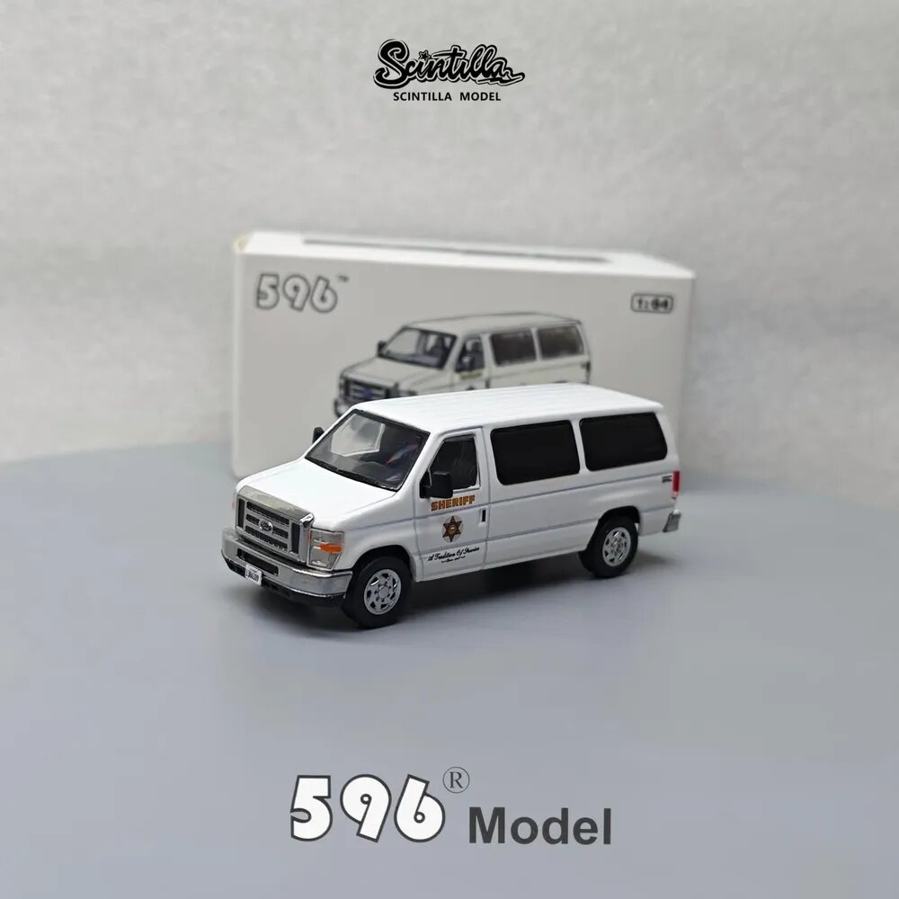 Машинка 596 Model 1/64 #Ford E-Serirs Vans Los Angeles Sheriff Departmento Литой под давлением автомобильной модели