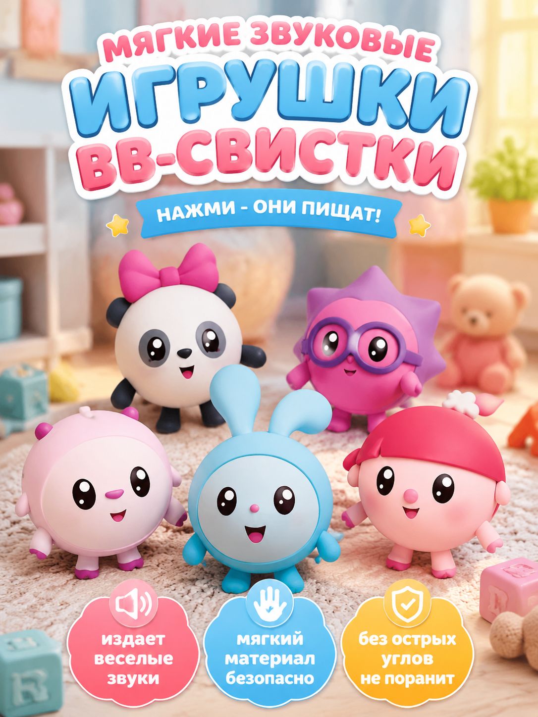 Игрушки для ванной Капитошка Малышарики. Пальчиковый театр