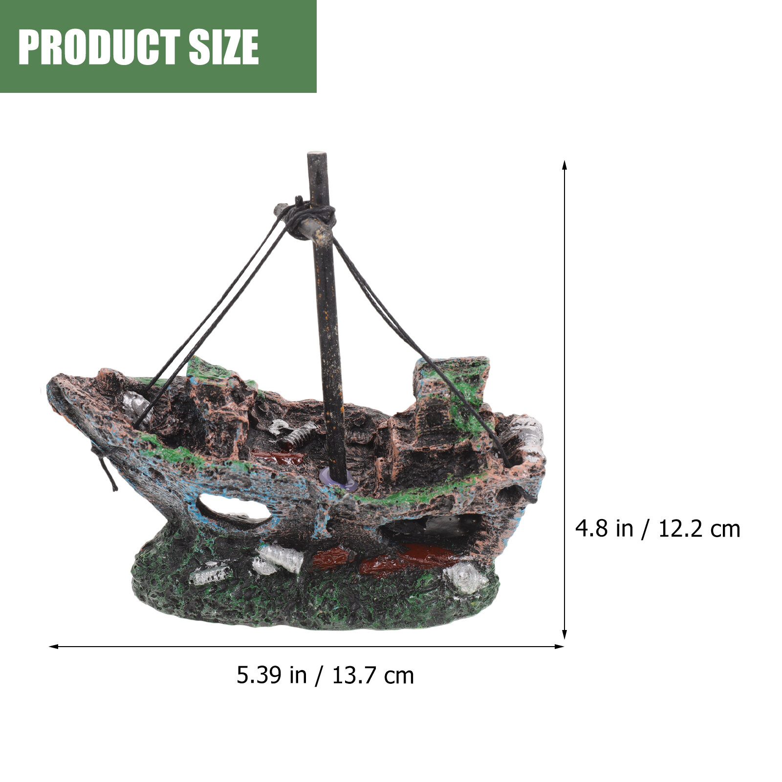 Украшение Для Аквариума Корабль Из Резины Реалистичный Декор 13 7X12 2X5CM
