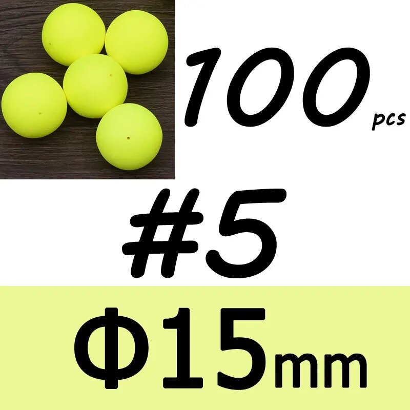 Bimoo шариковые бусины для поплавков 100 шт. Yellow size 5