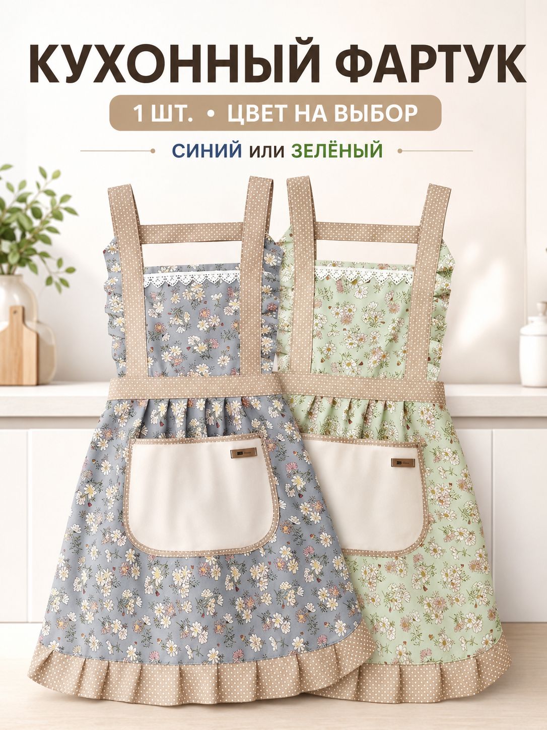 Фартук кухонный 1шт, синий