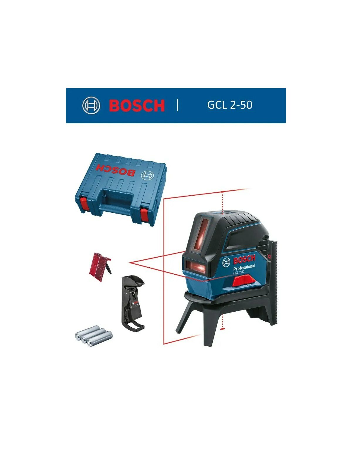 Лазерный уровень/нивелир Bosch GCL 2-50 (2 линии, красный луч), 0601066F02
