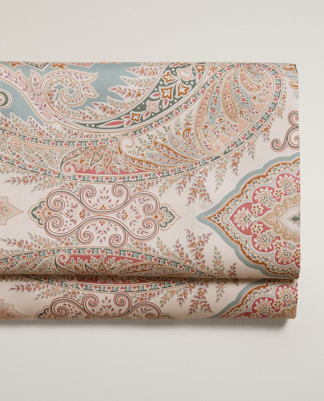 Простыня ZARA HOME без резинки из сатина с узором пейсли, экрю, 280x290 см 5147/089/712-19