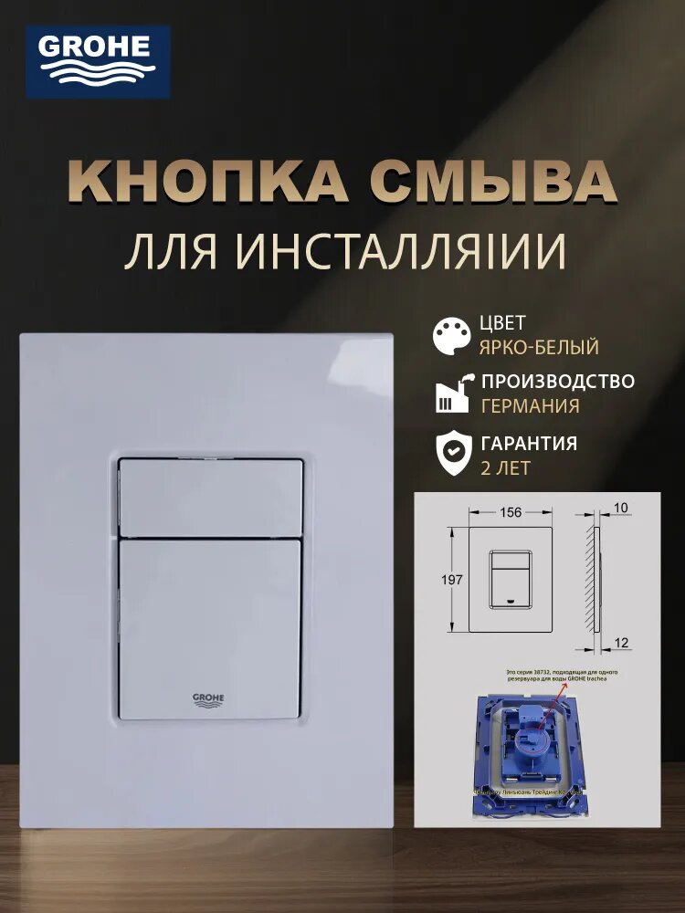Кнопка смыва для инсталляции Grohe Skate Cosmopolitan 38732SHO Глянцево-белый