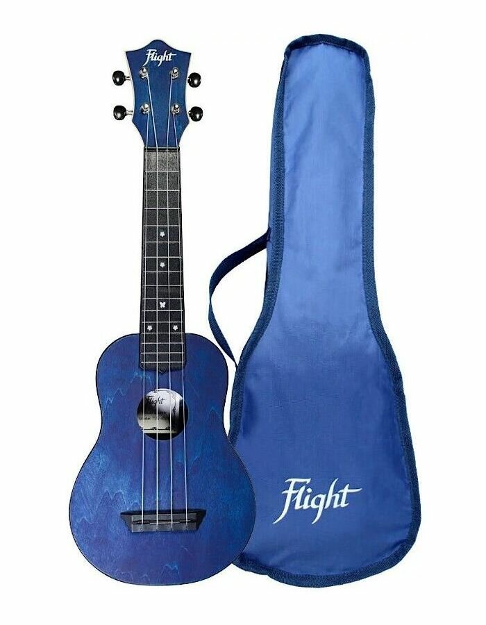 FLIGHT TUS-35 DB - укулеле Travel, сопрано, верхняя дека липа, корпус пластик, цвет синий. Чехол в комплекте — фото 1