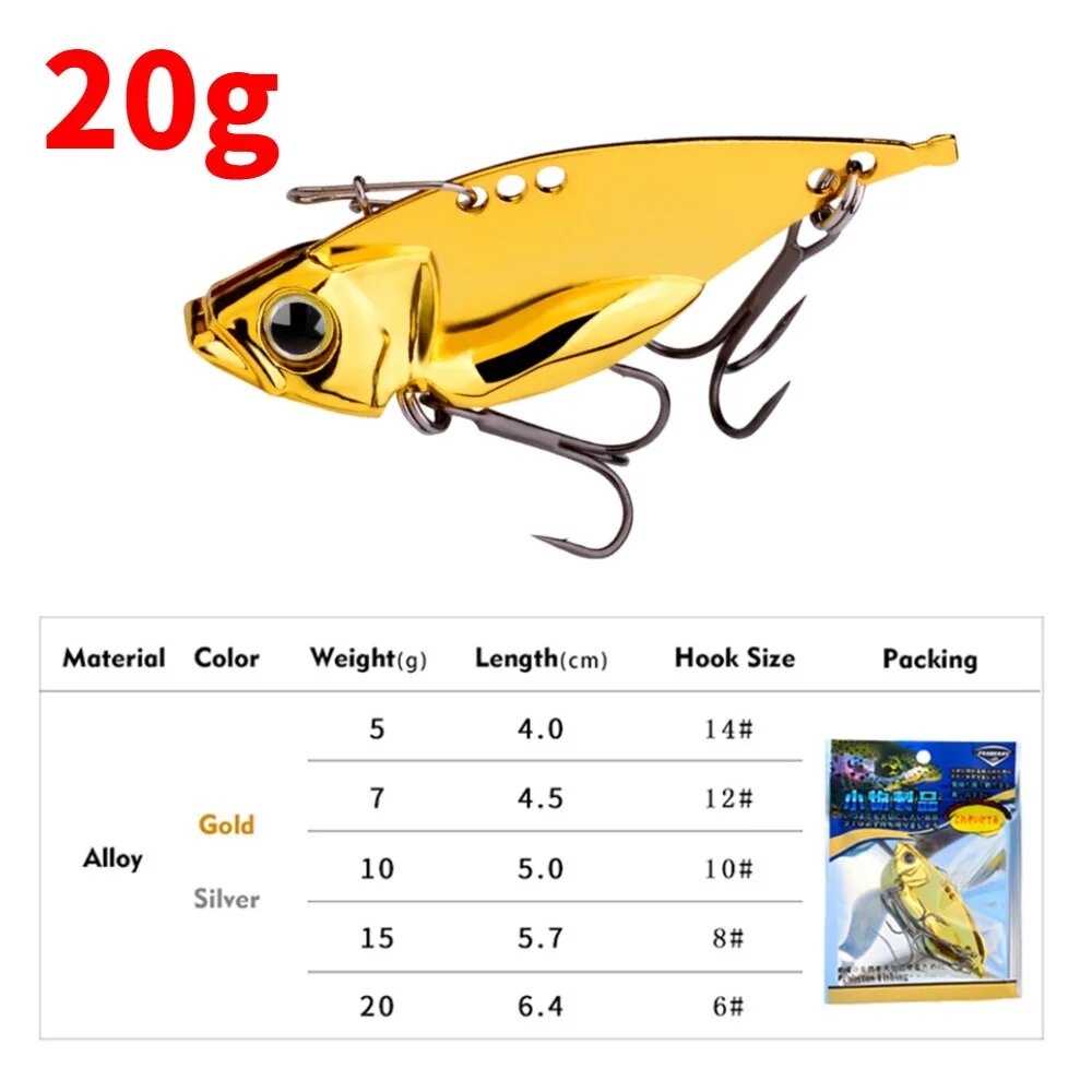 VIB Jig Lures Spinnerbait DUTRIEUX 5-20г Серебристые/Золотые 1PCS Gold 20g