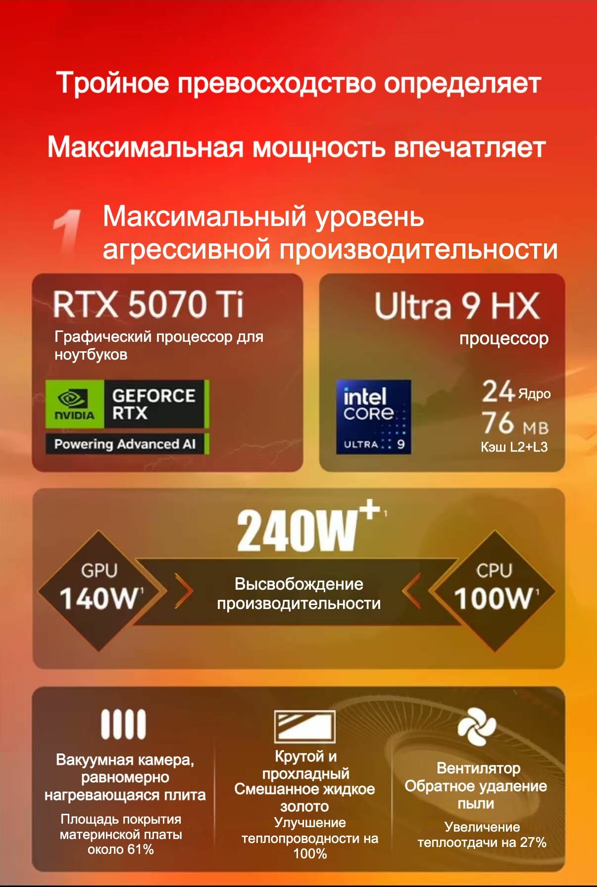 Игровой ноутбук HP OMEN MAX U9-275HX, RTX5070Ti, 32ГБ/2ТБ, Русская раскладка — фото 1