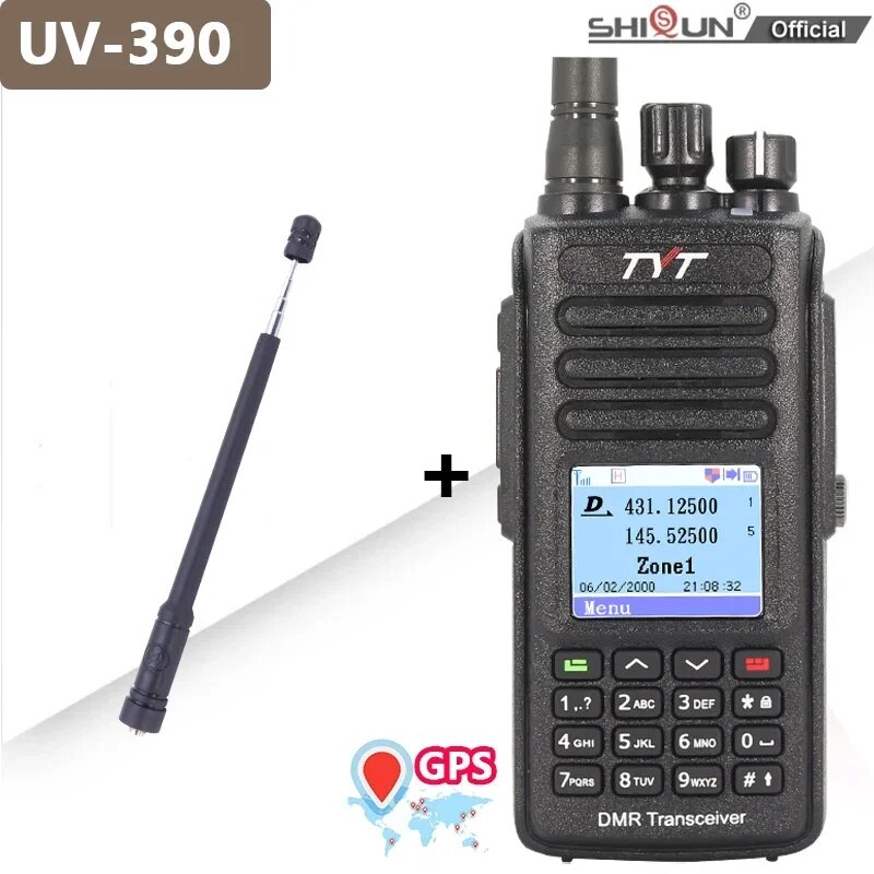 TYT MD-UV390 рация DMR цифровая рация IP67 водонепроницаемая двухполосная радио GPS UV-380 Радио-апгрейд MD-390 Кабель для зарядки USB