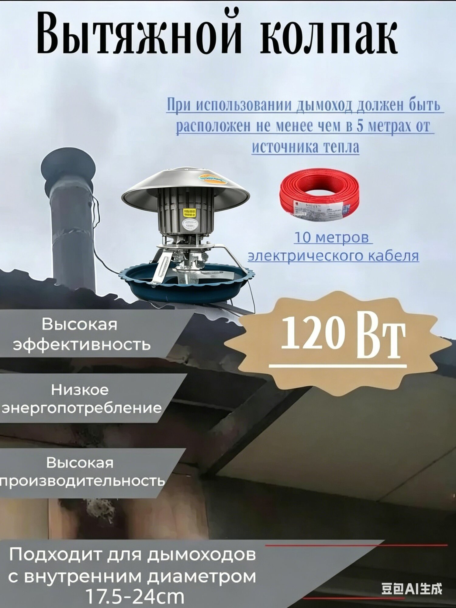 Вентилятор с принудительной тягой220 В мощностью 120 Вт