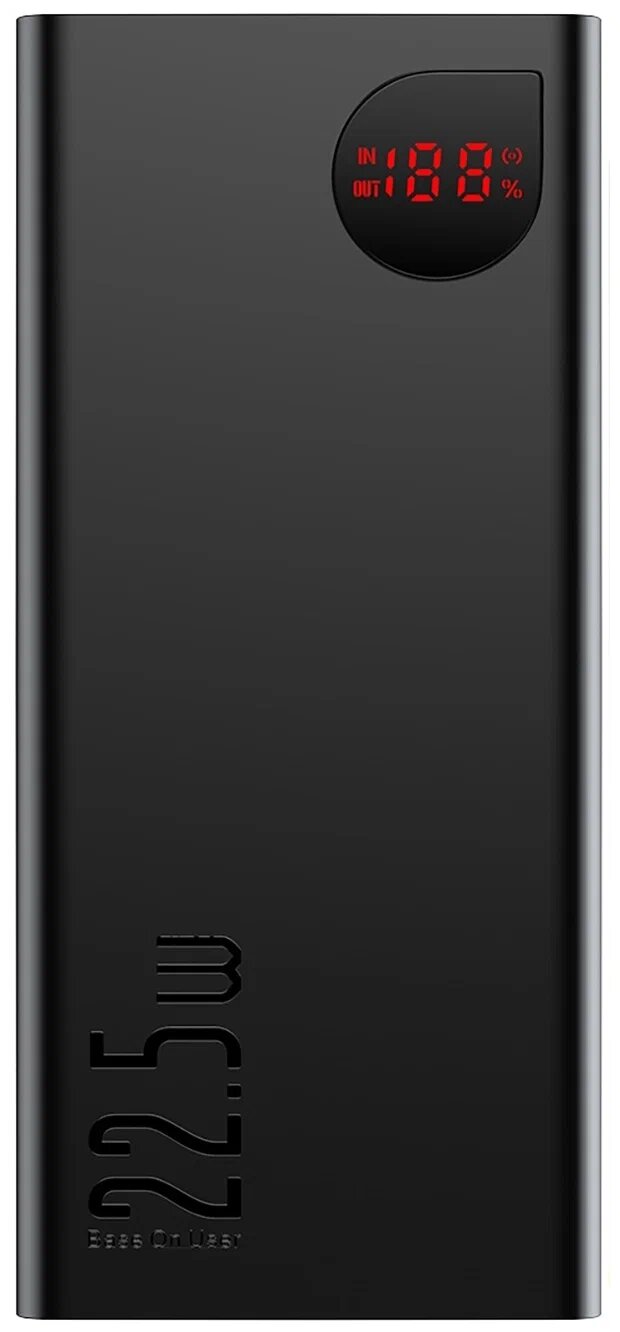 Портативный аккумулятор Baseus Adaman Metal Digital Display Quick Charge, 10000mAh, черный, упаковка: коробка