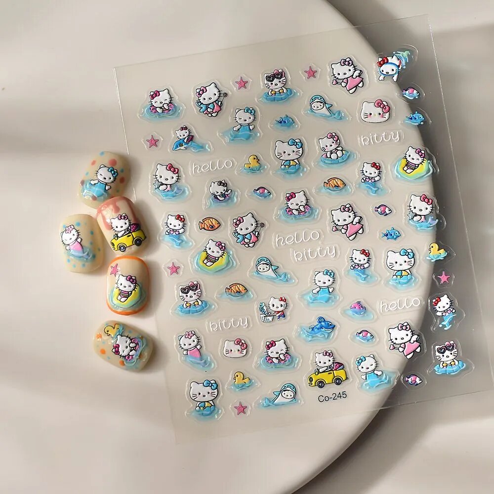 Наклейки на ногти 5D "Hello Kitty" Co-245 / Милый летний декор с персонажами