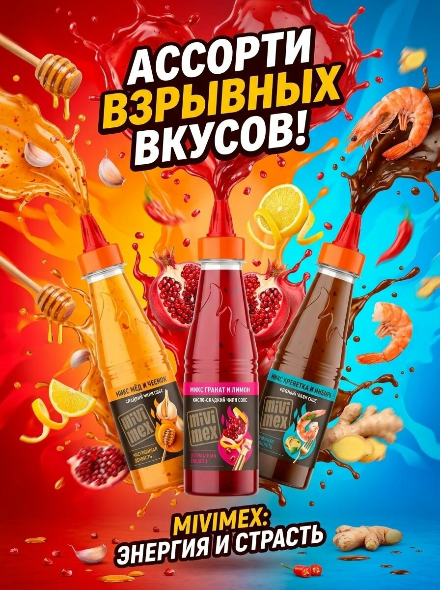 Соус Mivimex Ассорти вкусов 3 шт. по 210 г.