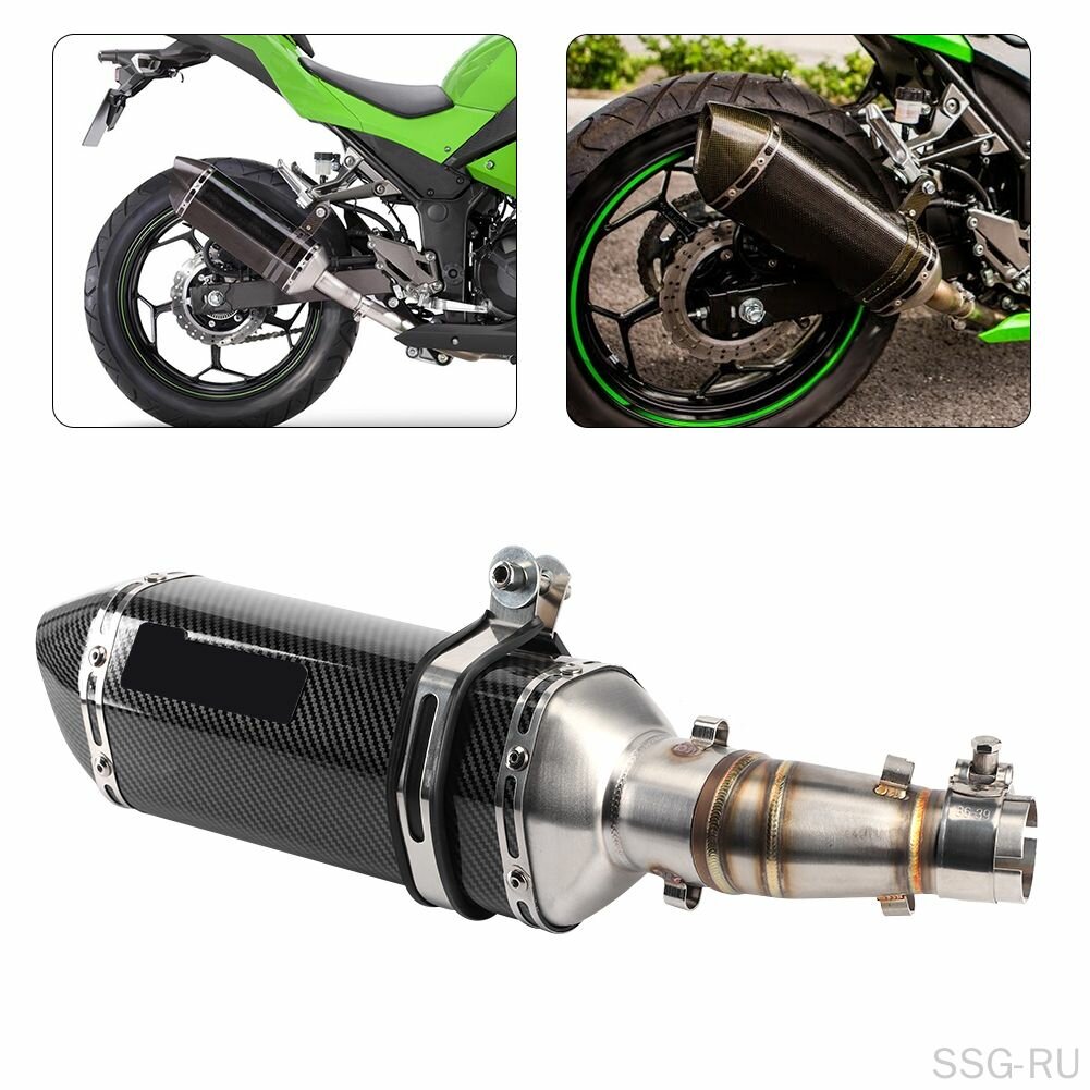 Эксгаустная система MidPipe SlipOn глушитель с DB Killer для мотоциклов Kawasaki Ninja 250R 2008-2012, Ninja 250 2013-2017, Ninja 300 2013-2017, Z250