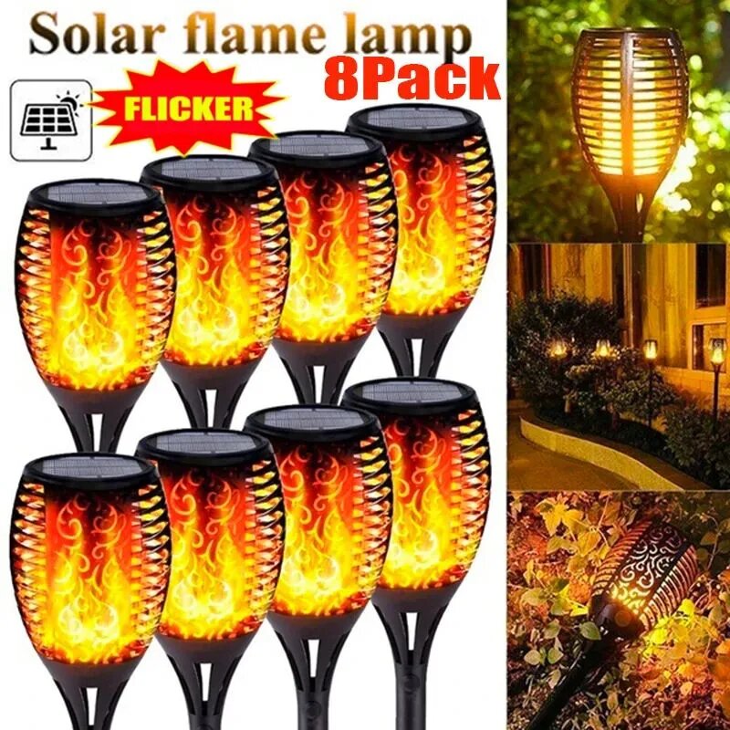 Уличный светильник "Solar flame lamp", 8 шт, эффект пламени, на солнечной батарее