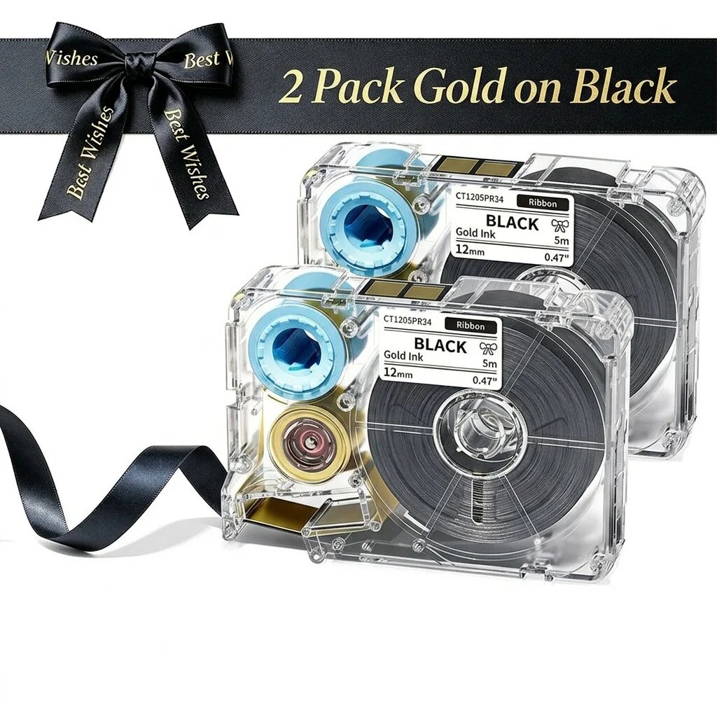 Лента Zodzi для принтеров Phomemo A30/P15, золотая Черный, Gold on Black