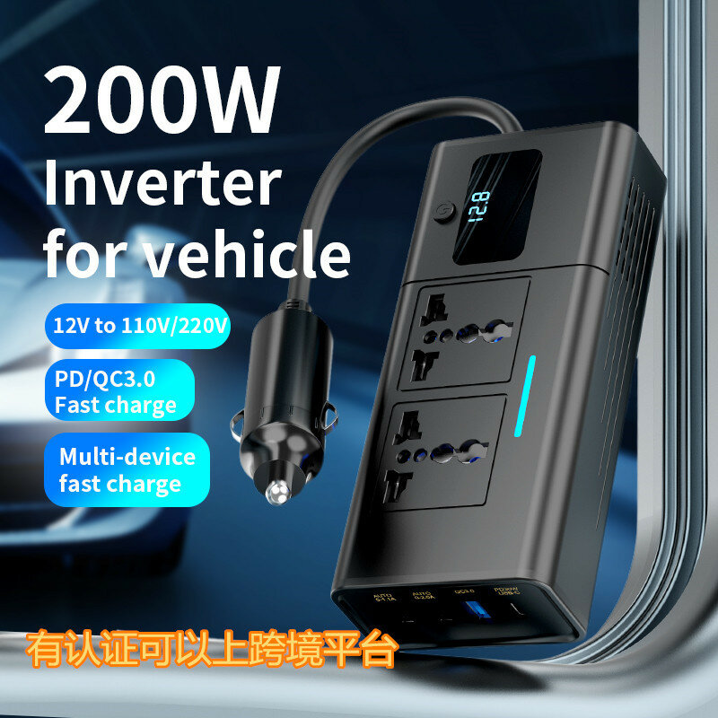 Автомобильный инвертор 200 Вт 12В в 110В с USB портом для США, компактный