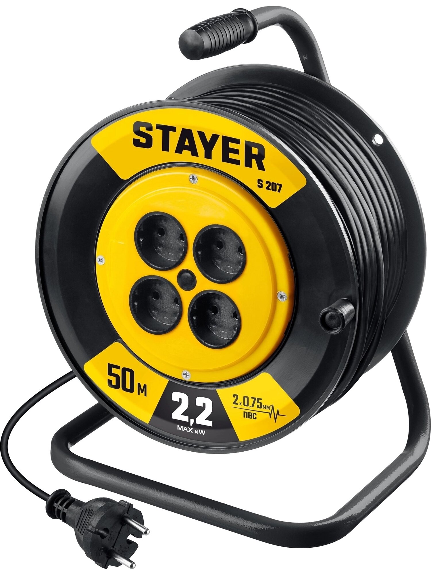 Удлинитель на катушке STAYER S-207, ПВС, 2 х 0.75 мм2, 50 м, 2200 Вт