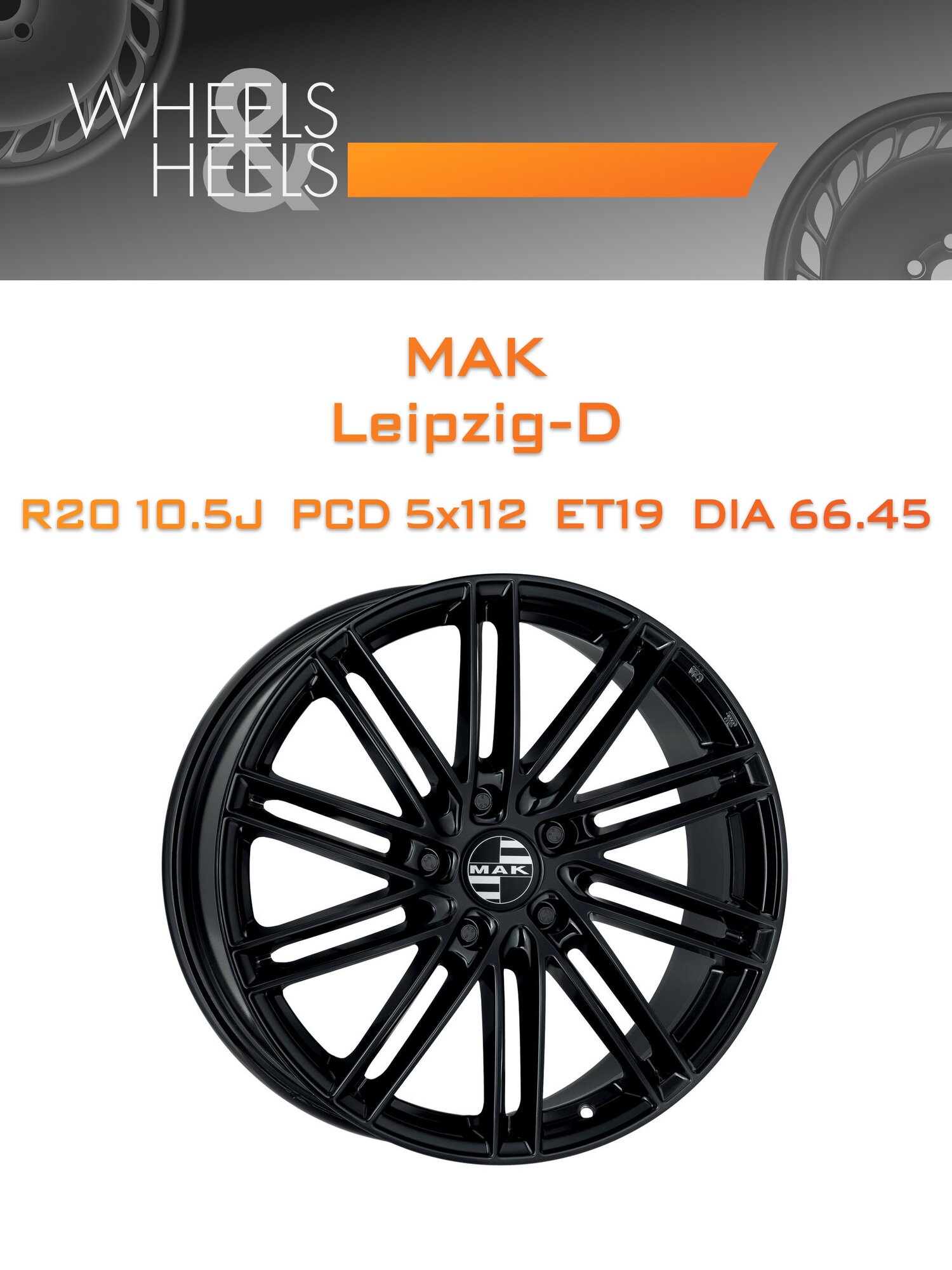 Диск автомобильный литой MAK Leipzig-D 20x10.5 5x112 et19 dia66.45 Чёрный глянцевый