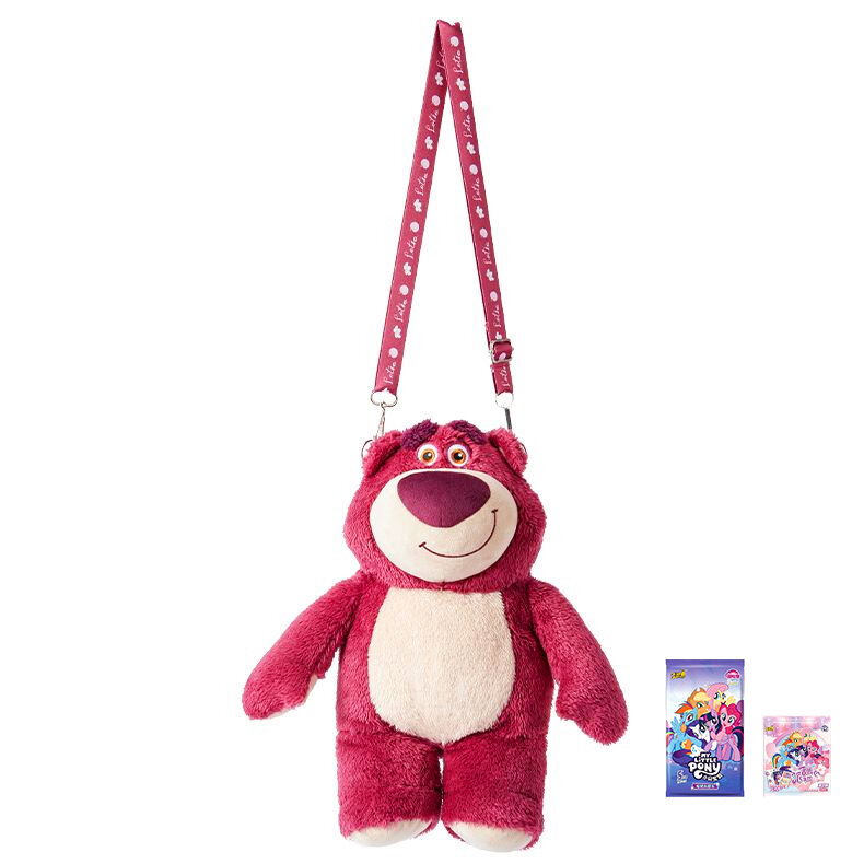 Плюшевая игрушка женская MINISO Disney Lotso, Lotso Sitting Posture Plush Backpack+My Little Pony Card 1 Pack, 25 см