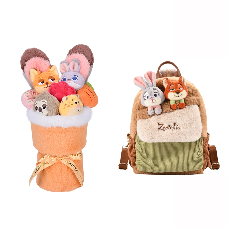 Ароматизированные куклы унисекс POTDEMIEL x Disney Zootopia, Judy Nick Small Gathering Moment Bouquet+Cotton Candy Backpack, 42 см