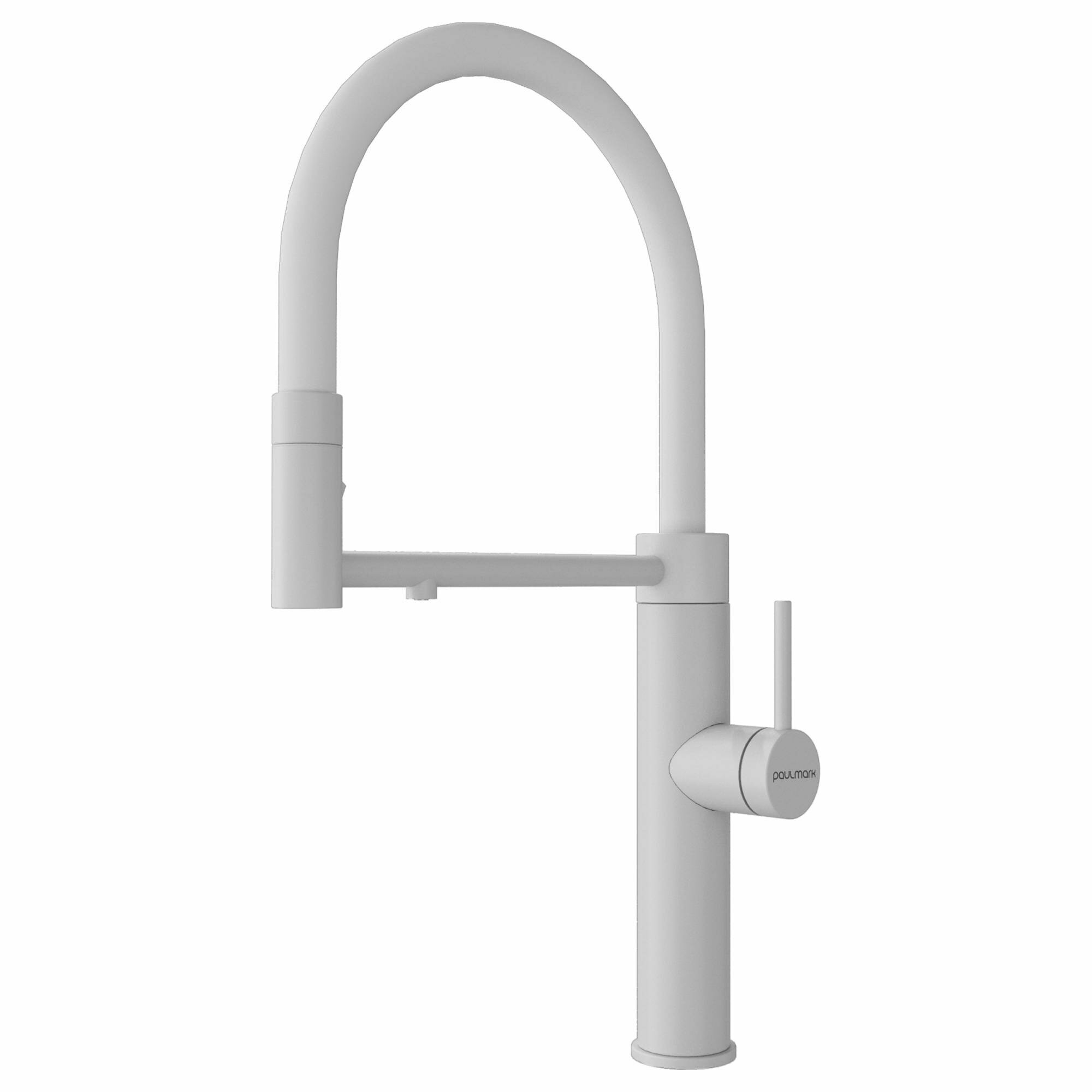 Смеситель для кухни с гибким изливом PAULMARK GANYMEDE (Ga213199-WH) с подключением к фильтру, белый матовый