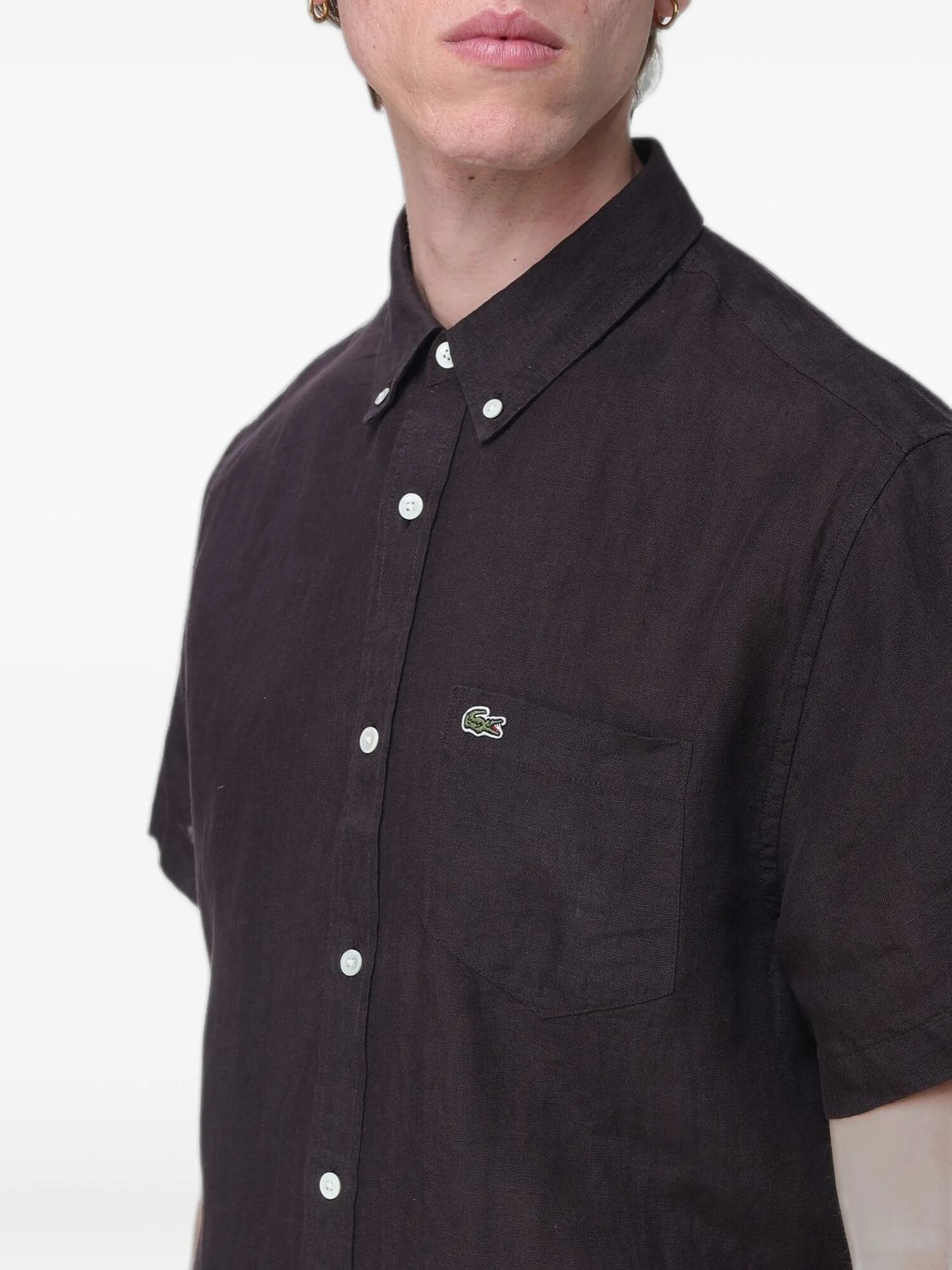 Рубашка LACOSTE Logo-patch linen shirt, размер L — фото 1