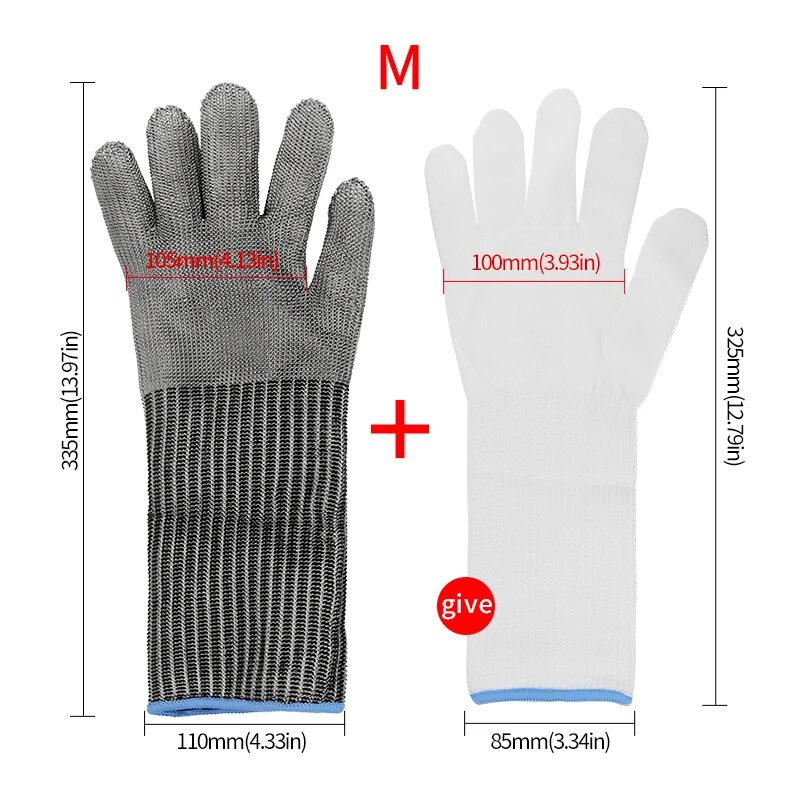 Перчатки из нержавеющей стали M, 33.5 x 10.5 см