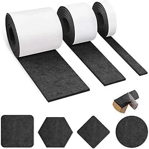 Самоклеящиеся фетровые накладки для мебели 1 метр 10cm x 1 meter, Black