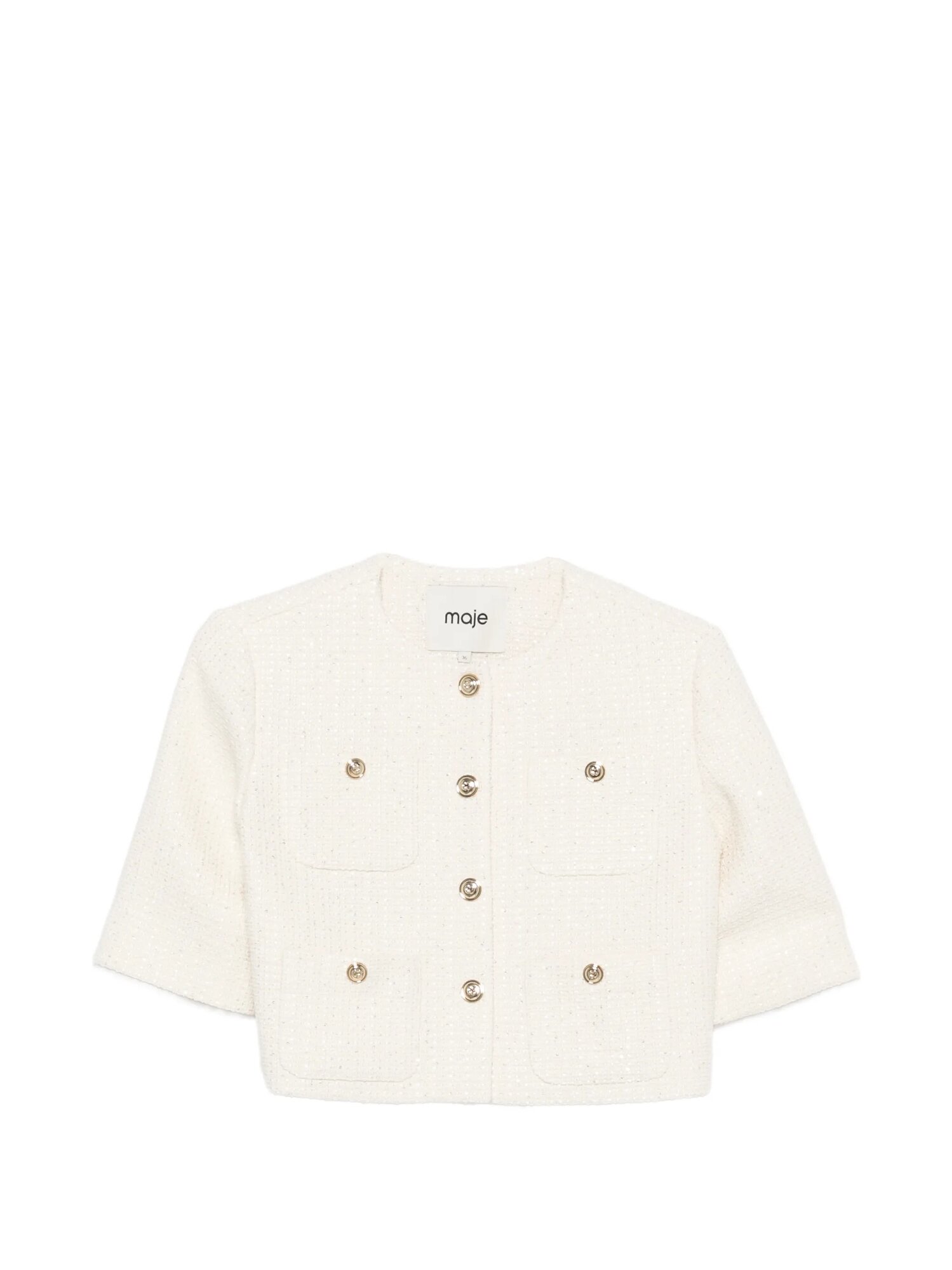 Куртка MAJE Short-sleeve button-front jacket, размер 42, разноцветный