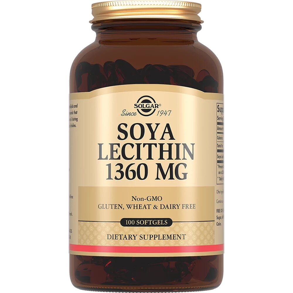 БАД Solgar Капсулы "Натуральный соевый лецитин", 100 шт. Natural Soya Lecithin 1360 mg