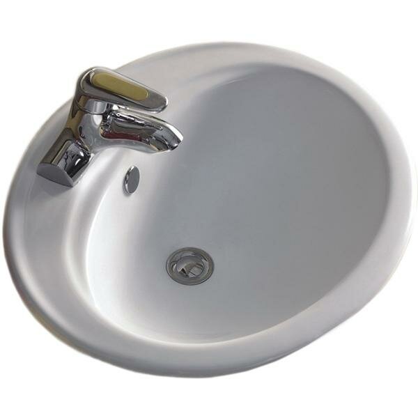 Раковина CeramaLux 56 9413 Белая, санфаянс, полувстраиваемая, с переливом