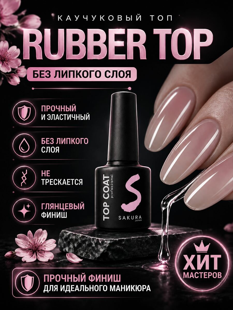 Топ для ногтей Sakura Rubber top coat, 8 мл