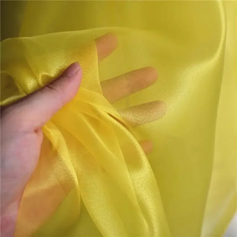 Шифоновая органза с блестками, красный, синий, 1 метр Желтый, yellow