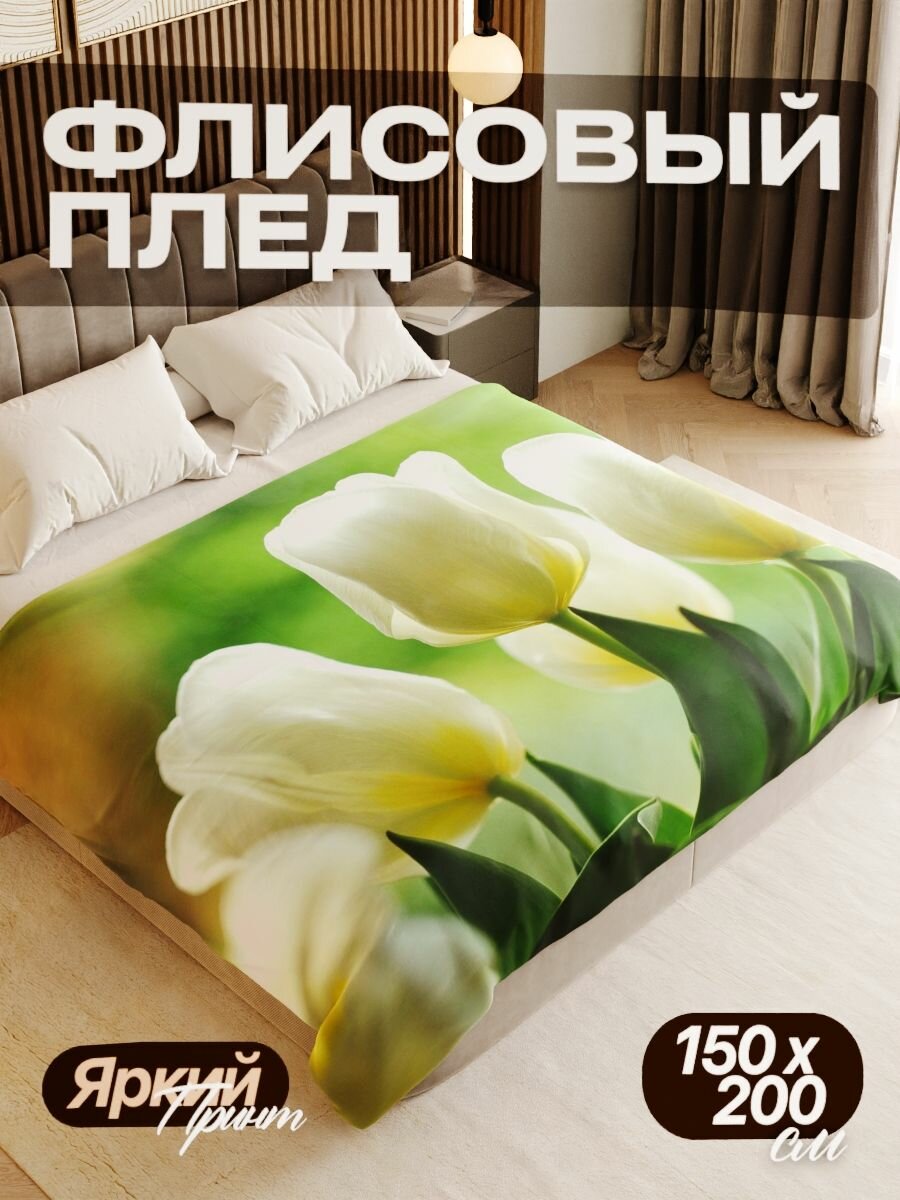 Плед флисовый 150х200 см мягкий теплый покрывало для дома