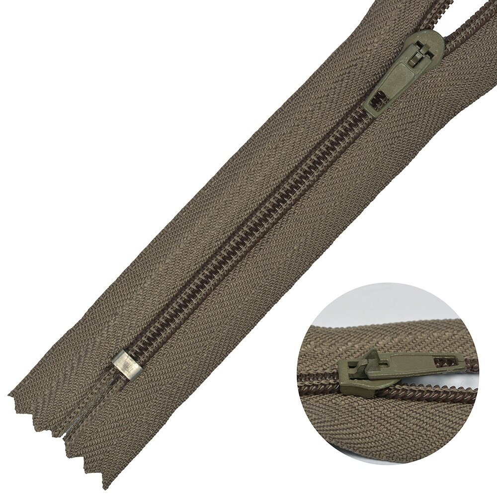 Молния MaxZipper брючная № 4 замок полуавтомат, 18 см, цвет F297 серо-оливковый упаковка 100 шт