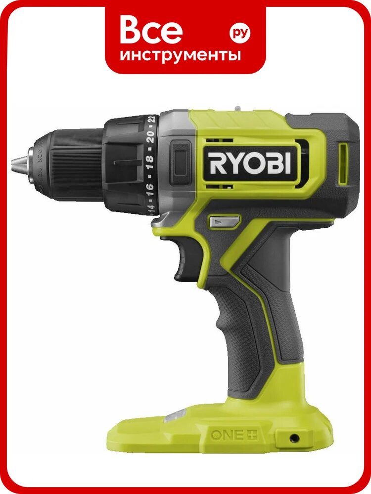 Дрель-шуруповёрт Ryobi ONE+, 18В, 52Нм, быстрозажимной патрон, с подсветкой