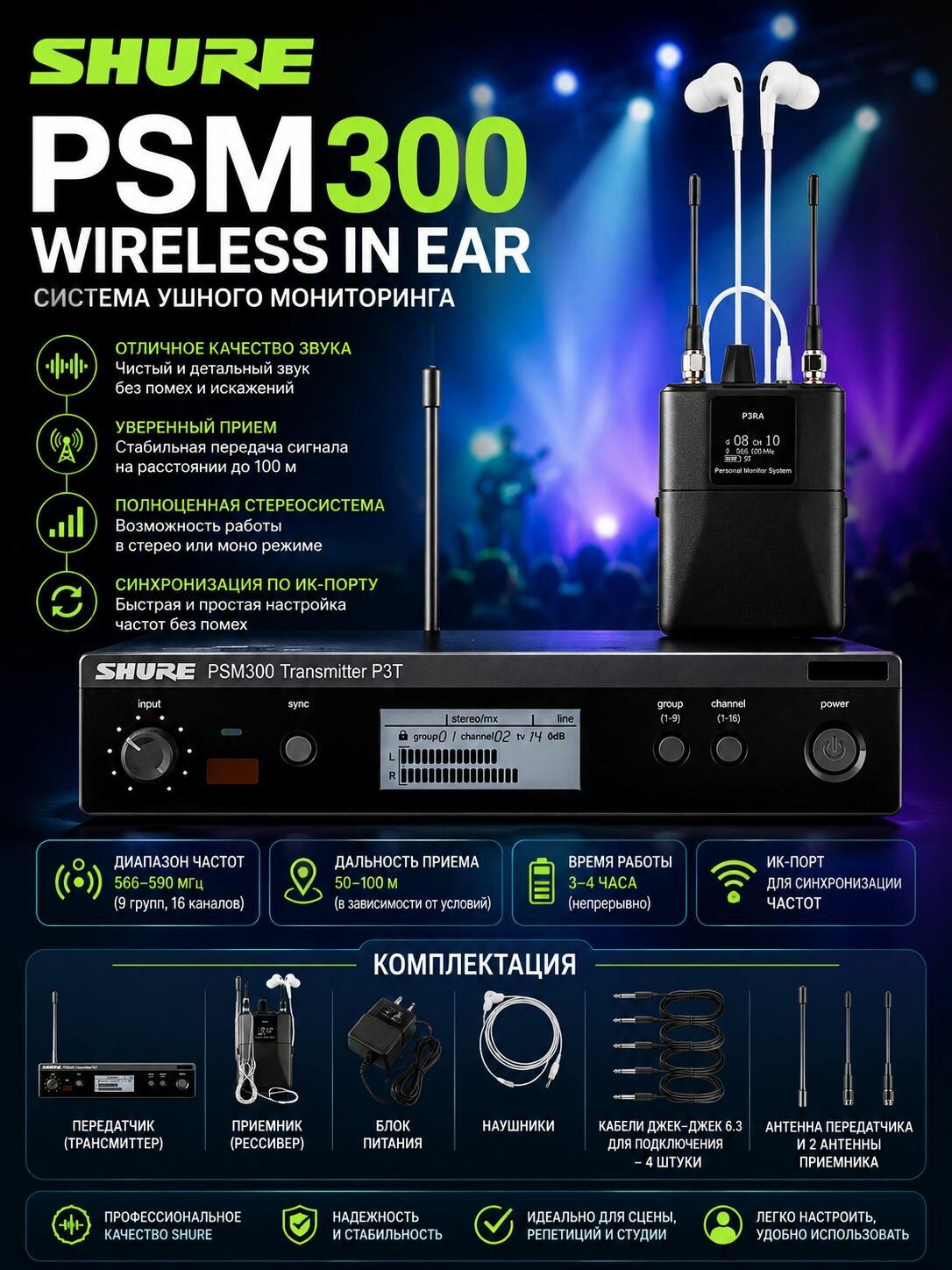 Система ушного мониторинга Shure PSM300 Wireless in Ear