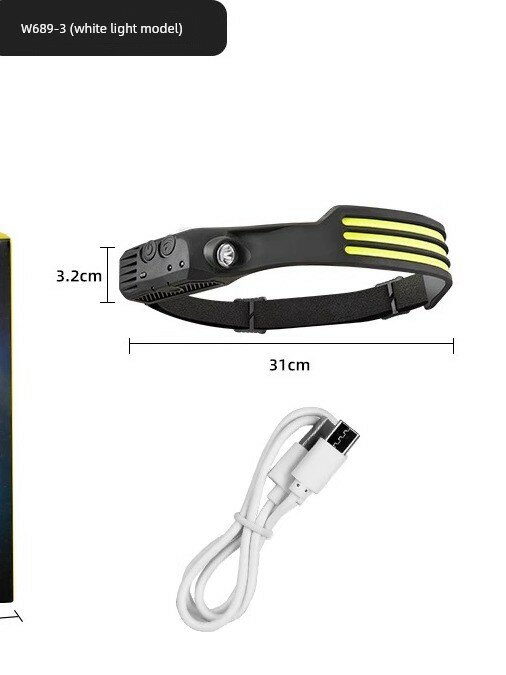 Налобный фонарь COB с датчиком жестов, для велоспорта на открытом воздухе, USB-перезаряжаемый, для ночного бега, мощный