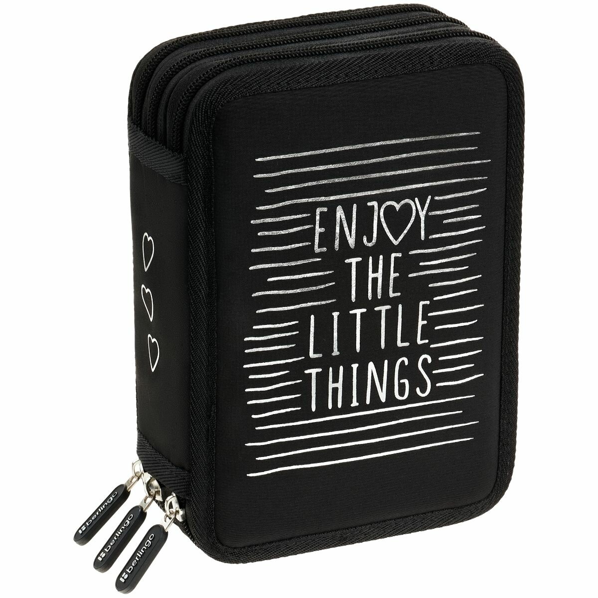 Пенал школьный 3 отделения Berlingo "Enjoy the little things", полиэстер, 200x140x60мм (PK-BP-1215), 12шт.